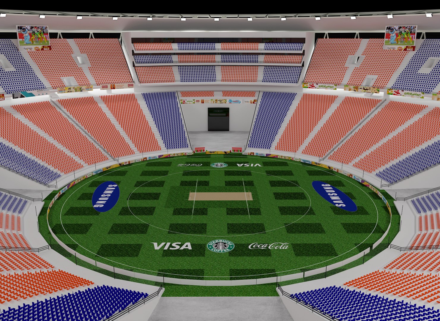 Modello 3D Stadio di cricket Narendra Modi Modello 3D a basso numero di ...