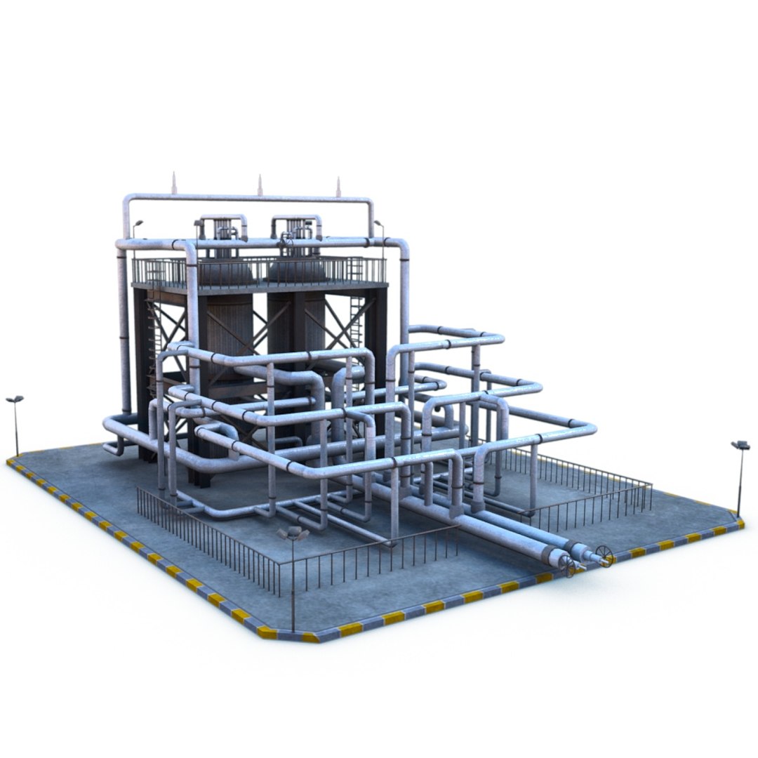 3D Oil Refinery Model - TurboSquid 1182175