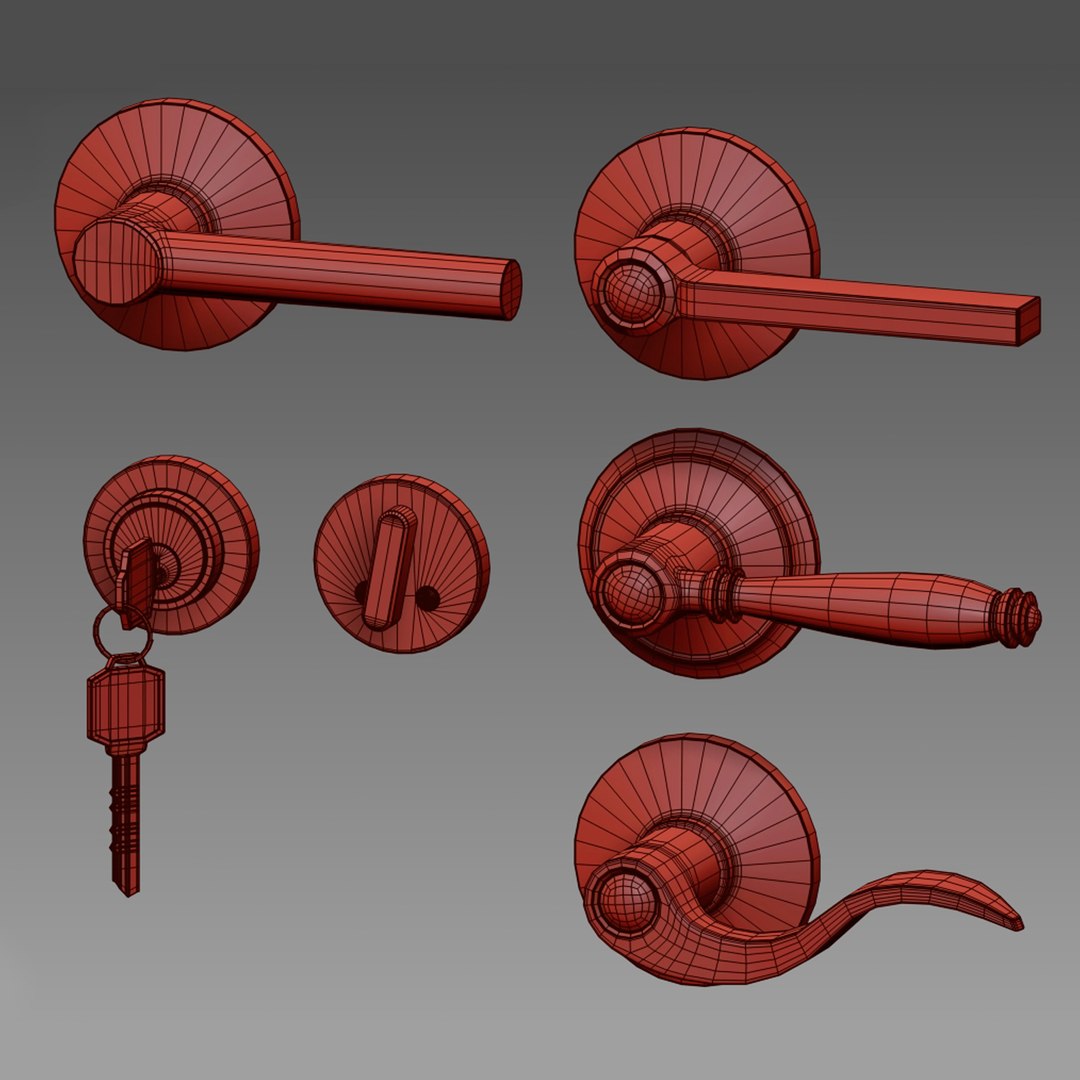 Chrome Plated Metal Door Handles Lock And Key 3D Model - TurboSquid 2003612