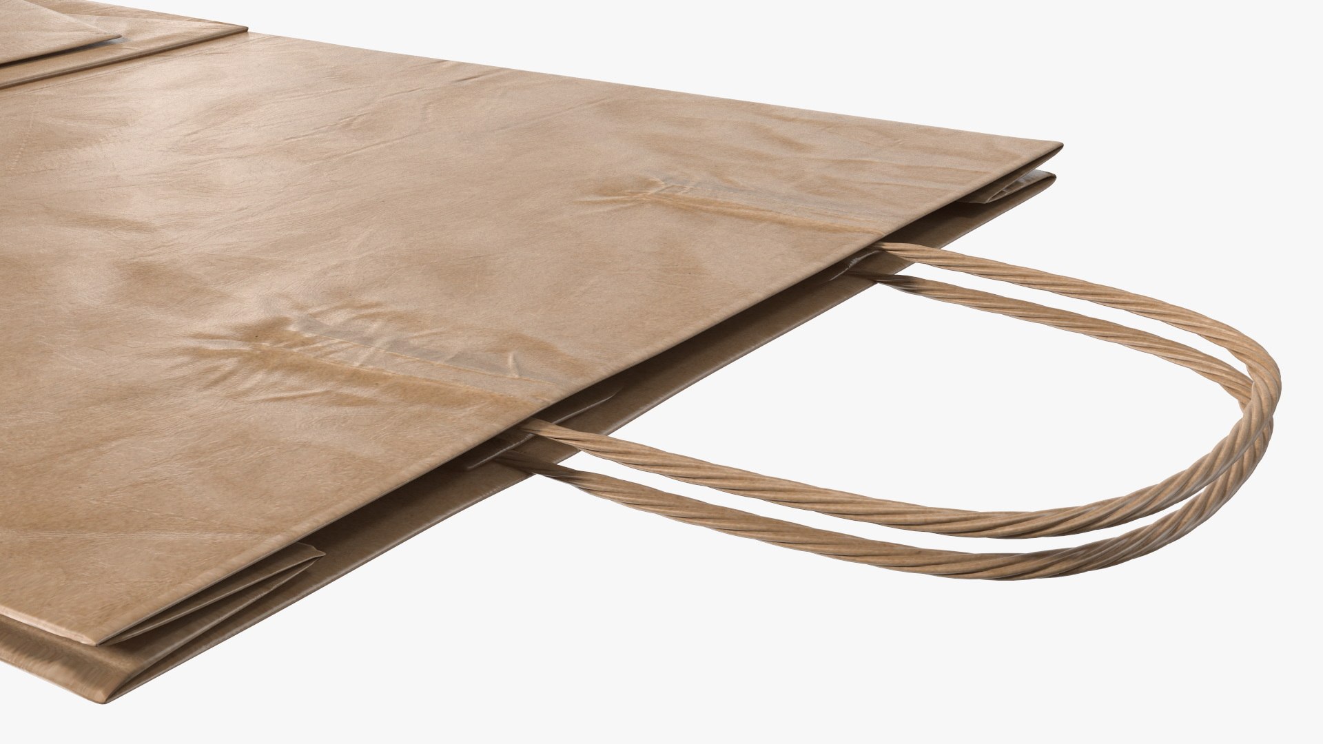 3D Paper Shopping Bag With Handle Folded Model - TurboSquid 2368828