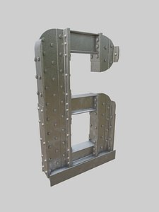 3D Steel Construction Font - Number 3 - TurboSquid 1894757