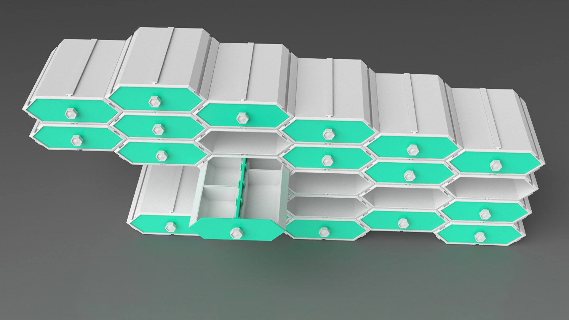 Hexagonal Modular Drawers Print Model - TurboSquid 1720202