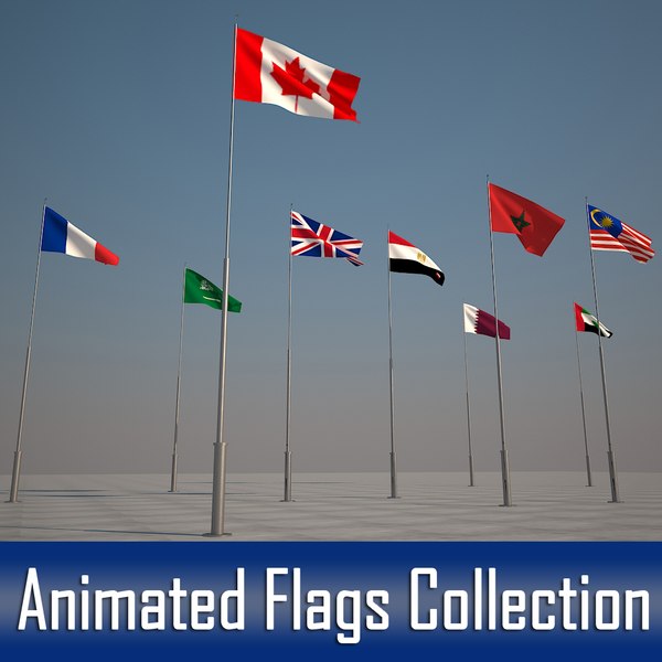 modelo 3d Colección de banderas animadas - TurboSquid 1083503