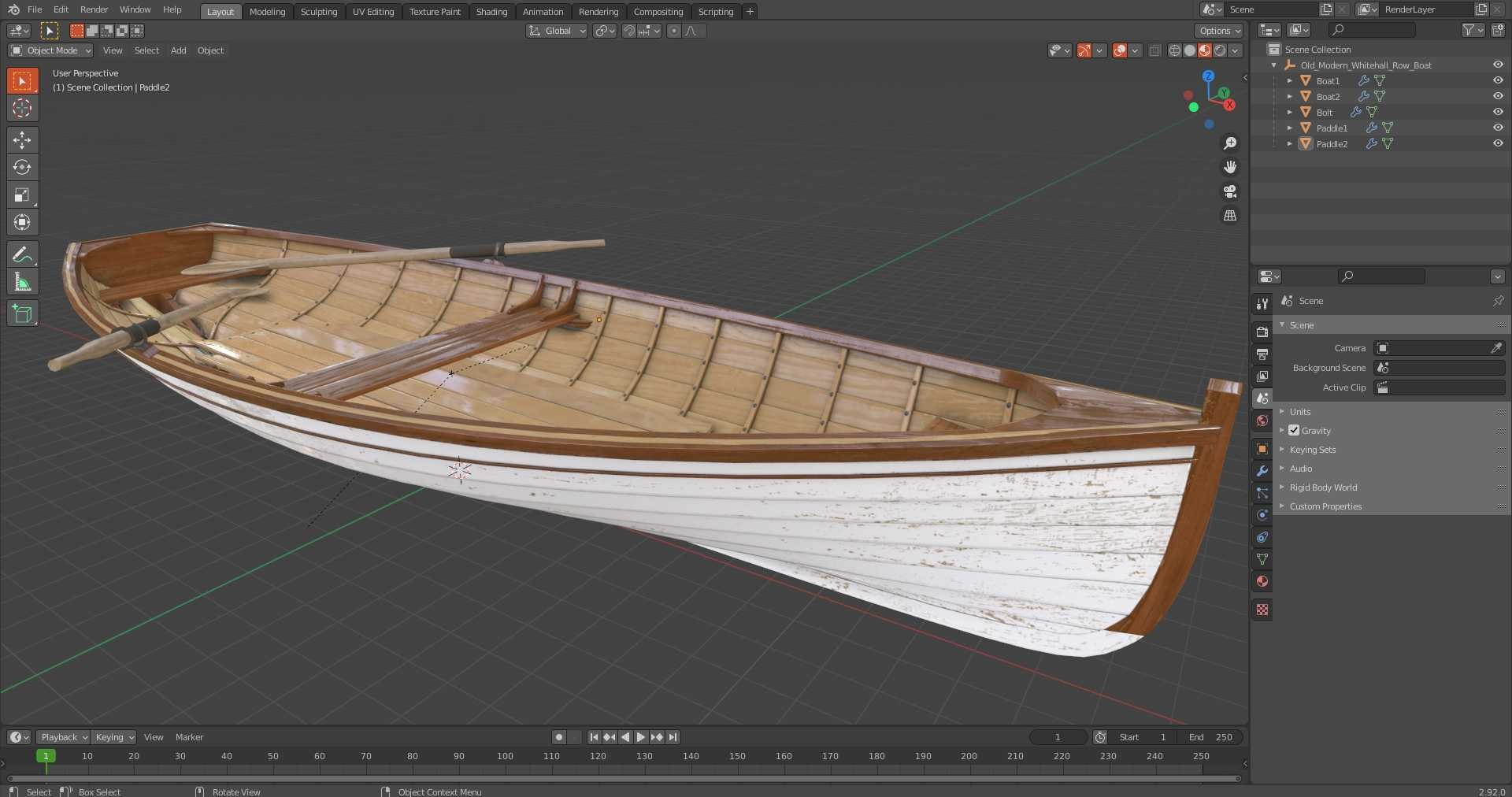 Old Modern Whitehall Row Boat 3D model - TurboSquid 2163510