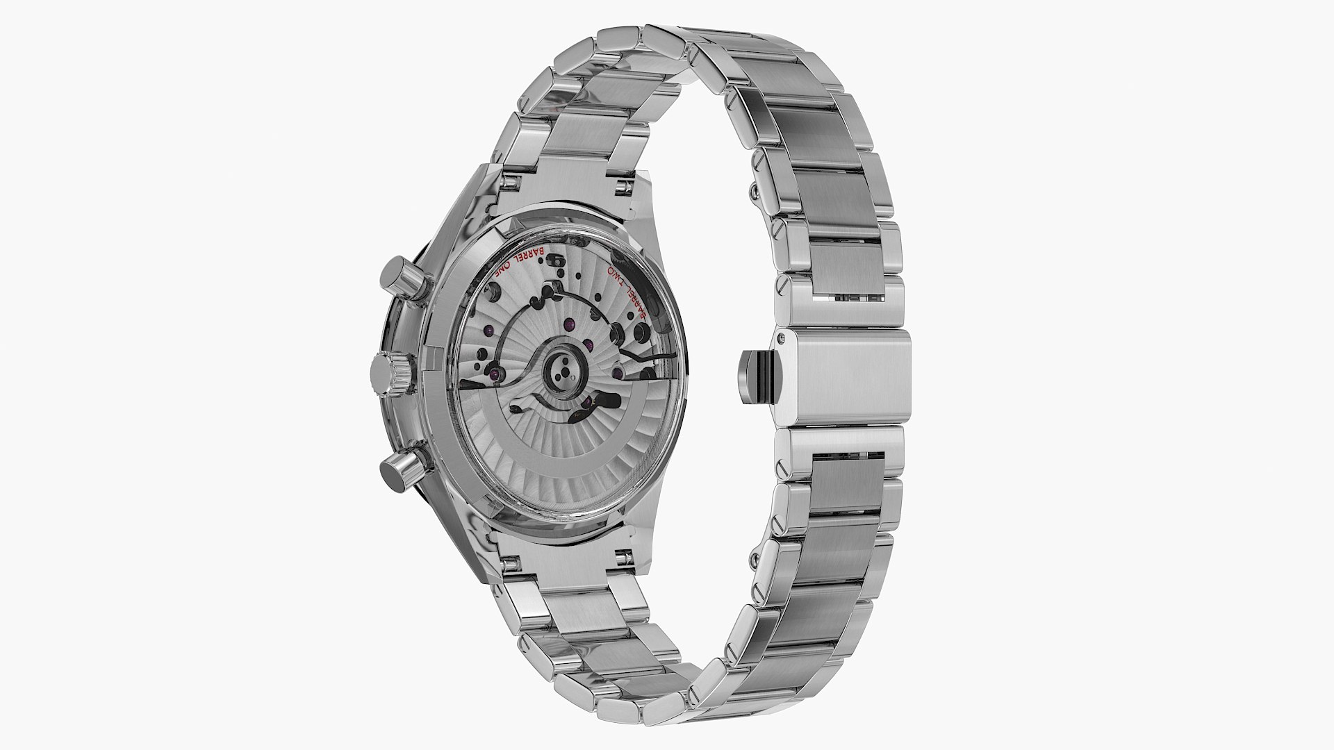 Chronometer Watch Steel Bracelet White Dial 3D Model - TurboSquid 2067372