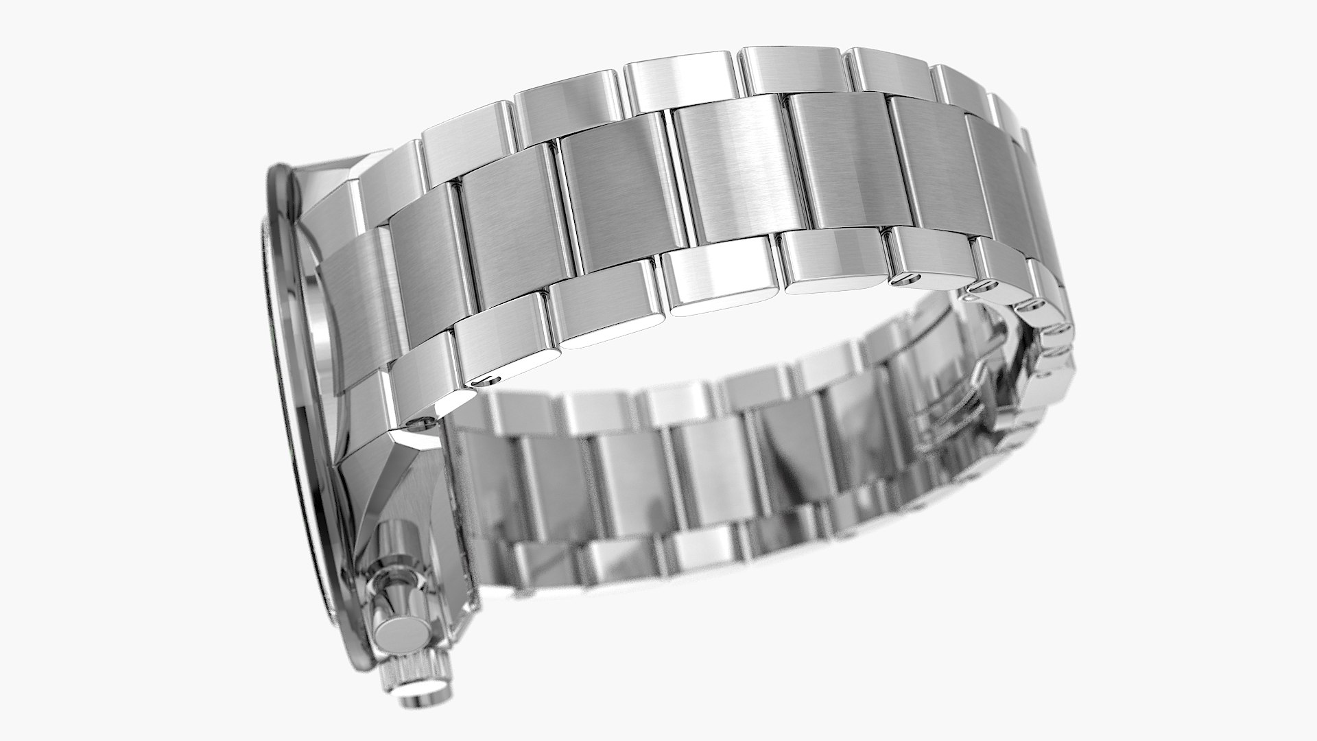 Chronometer Watch Steel Bracelet White Dial 3D Model - TurboSquid 2067372