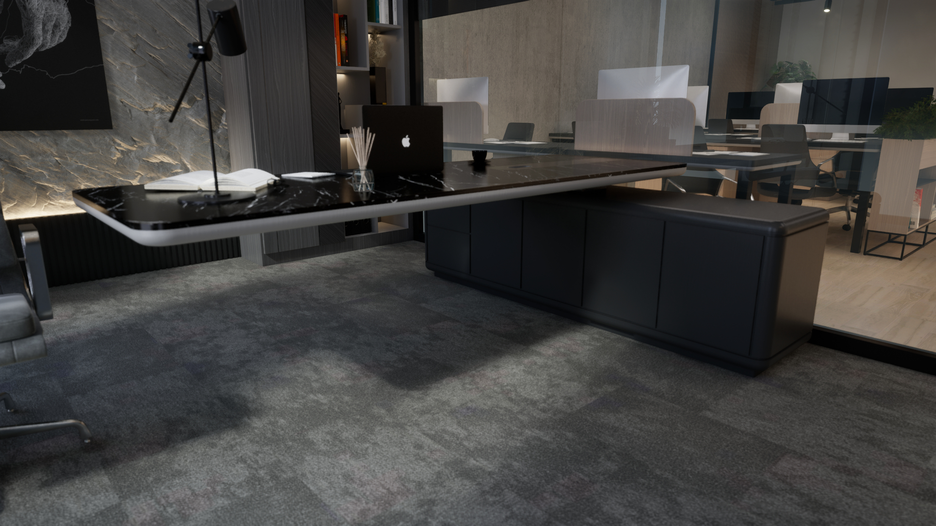 modelo 3d Escritorio de oficina Familia Low poly revit y modelo 3DSMAX ...