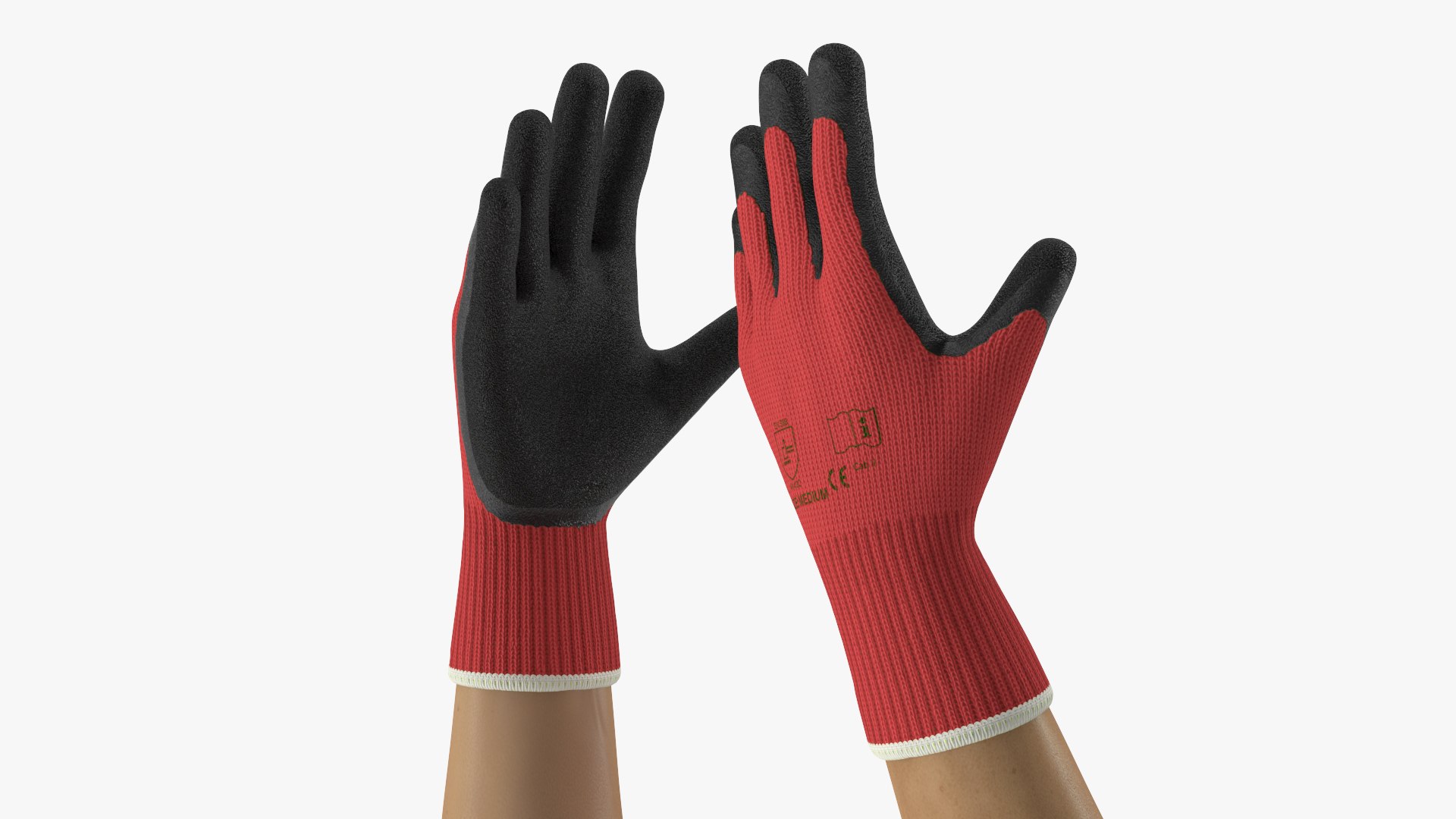3D Hands In Red Safety Gloves - TurboSquid 2347122