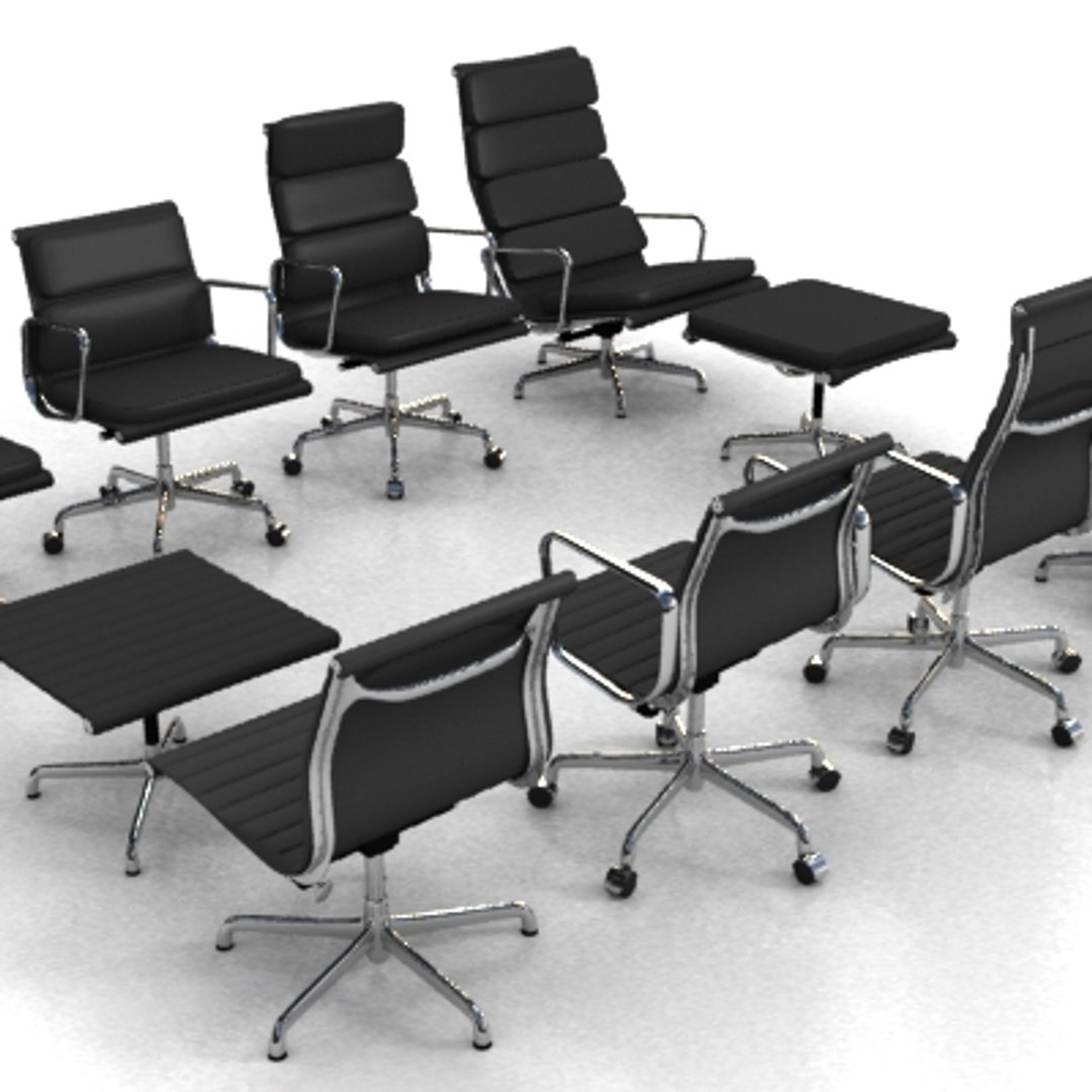 range eames aluminum chairs 3d model