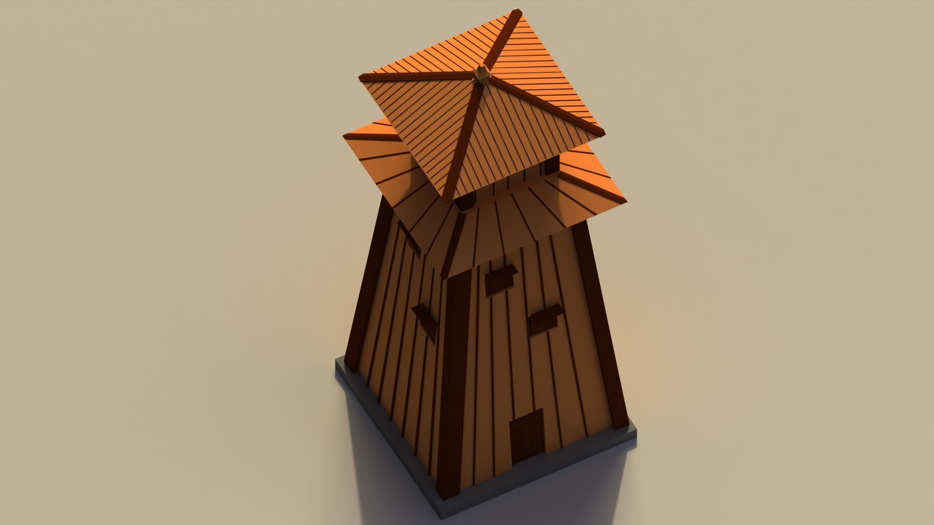 3D Low Poly Japanese Tower Model - TurboSquid 2103549