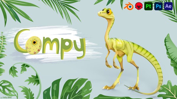 modelo 3d Personaje De Dibujos Animados Compy - Dinosaurio ...