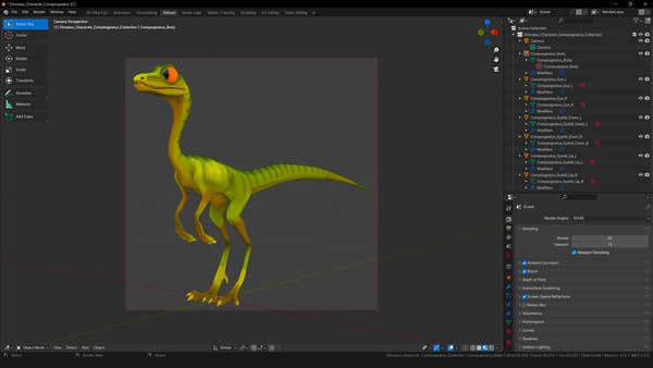漫画のキャラクターのコンピレーション - 恐竜コンプソグナトゥス PBR3Dモデル - TurboSquid 2166524