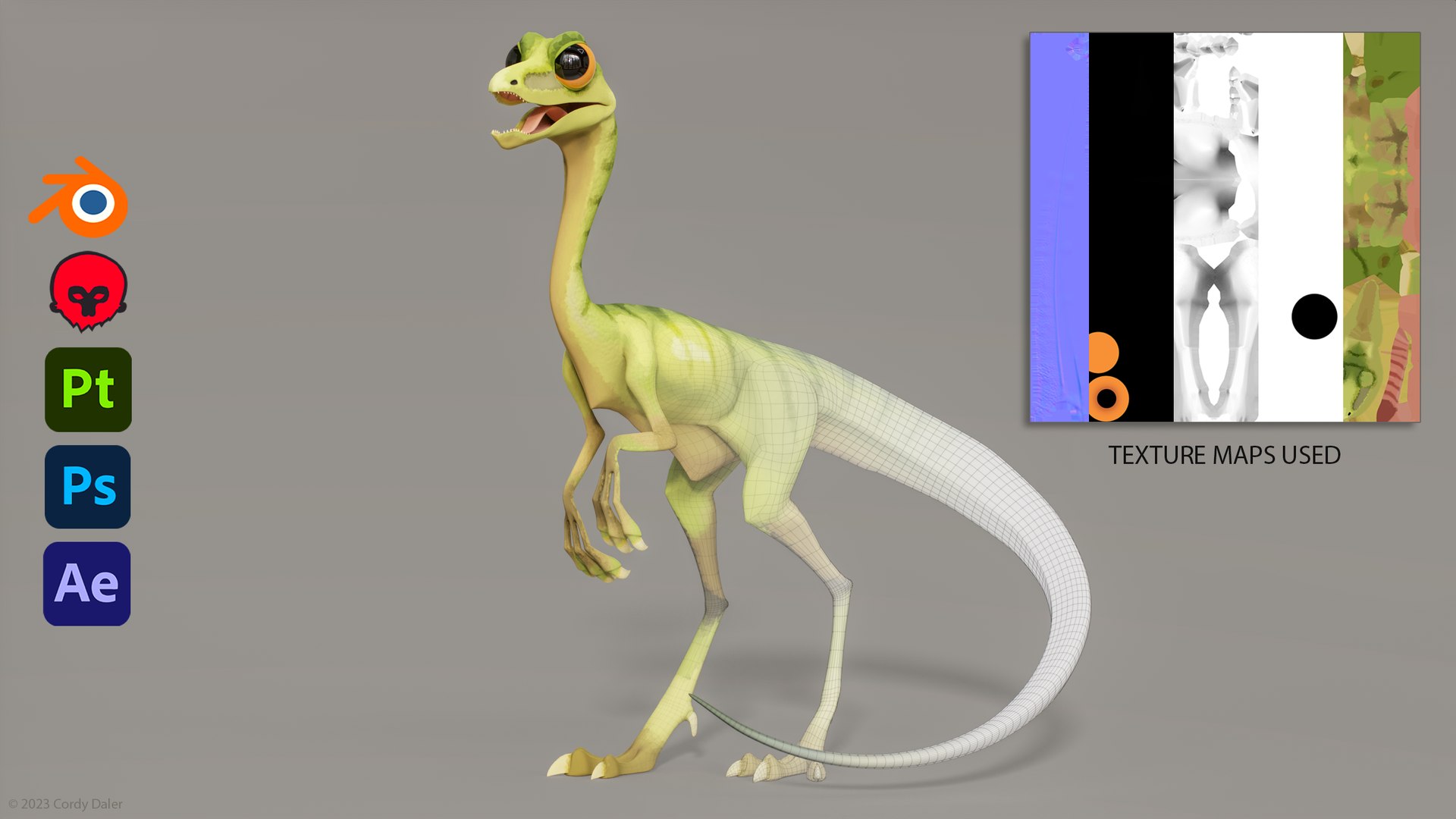 3D Cartoon Character Compy - Dinosaur Compsognathus PBR - TurboSquid ...
