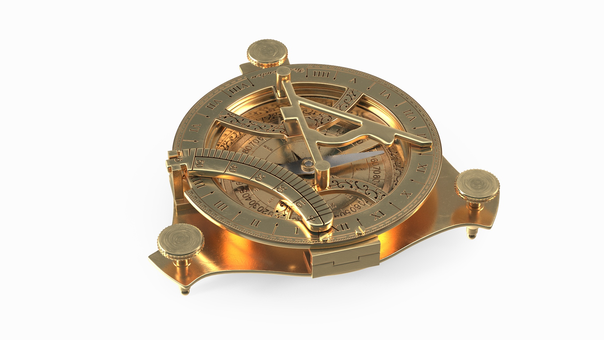 Folded Vintage Compass With Sundial 3D Model - TurboSquid 2212741
