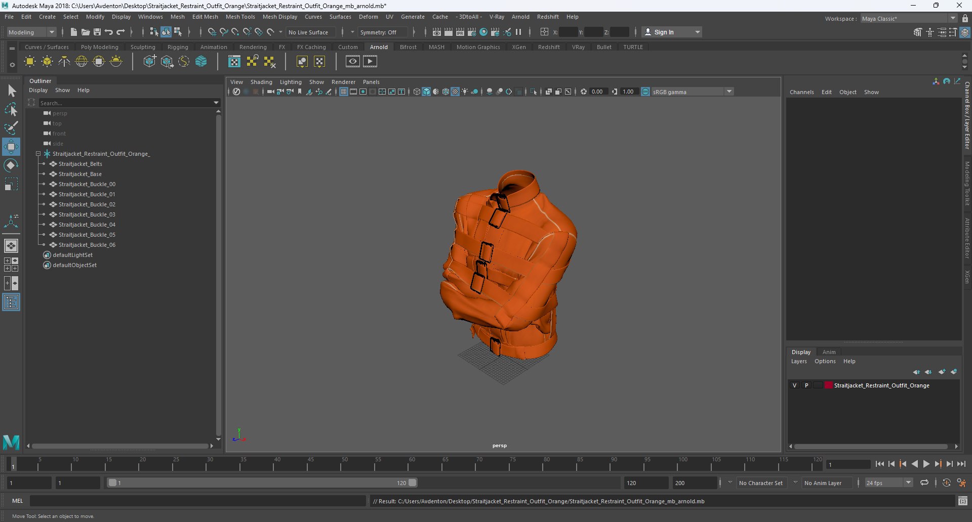 Straitjacket Restraint Outfit Orange 3D Model - TurboSquid 2291255