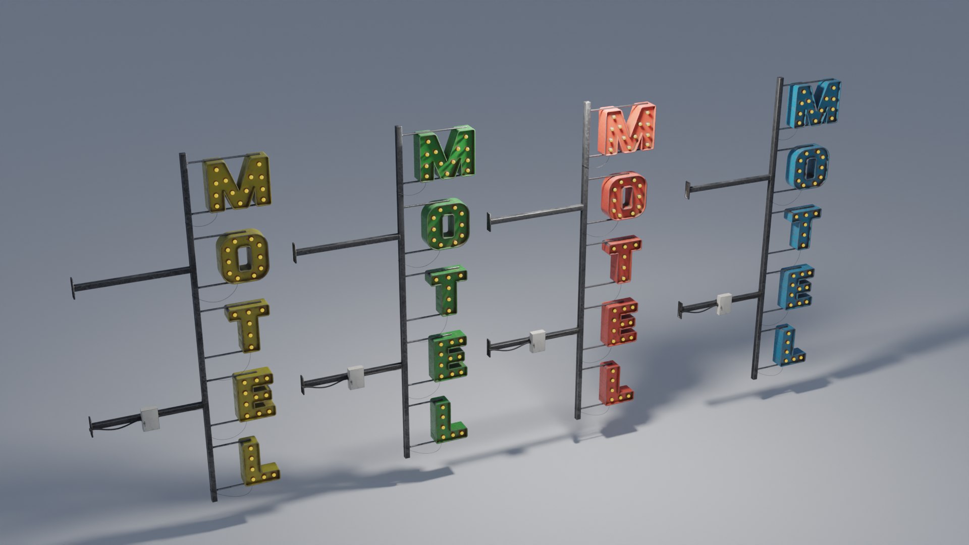 Retro Motel Sign With 4K Textures 3D - TurboSquid 1958090