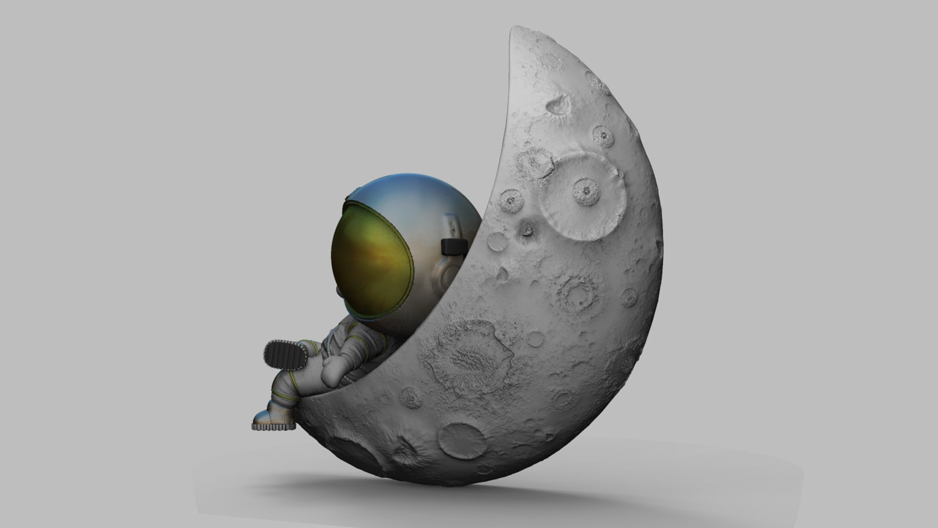 3D Chibi Spaceman Half Moon - TurboSquid 1626060