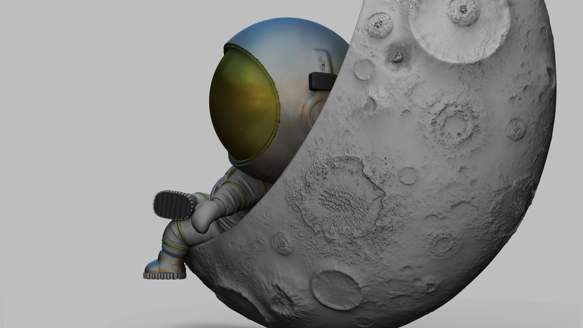 3D Chibi Spaceman Half Moon - TurboSquid 1626060