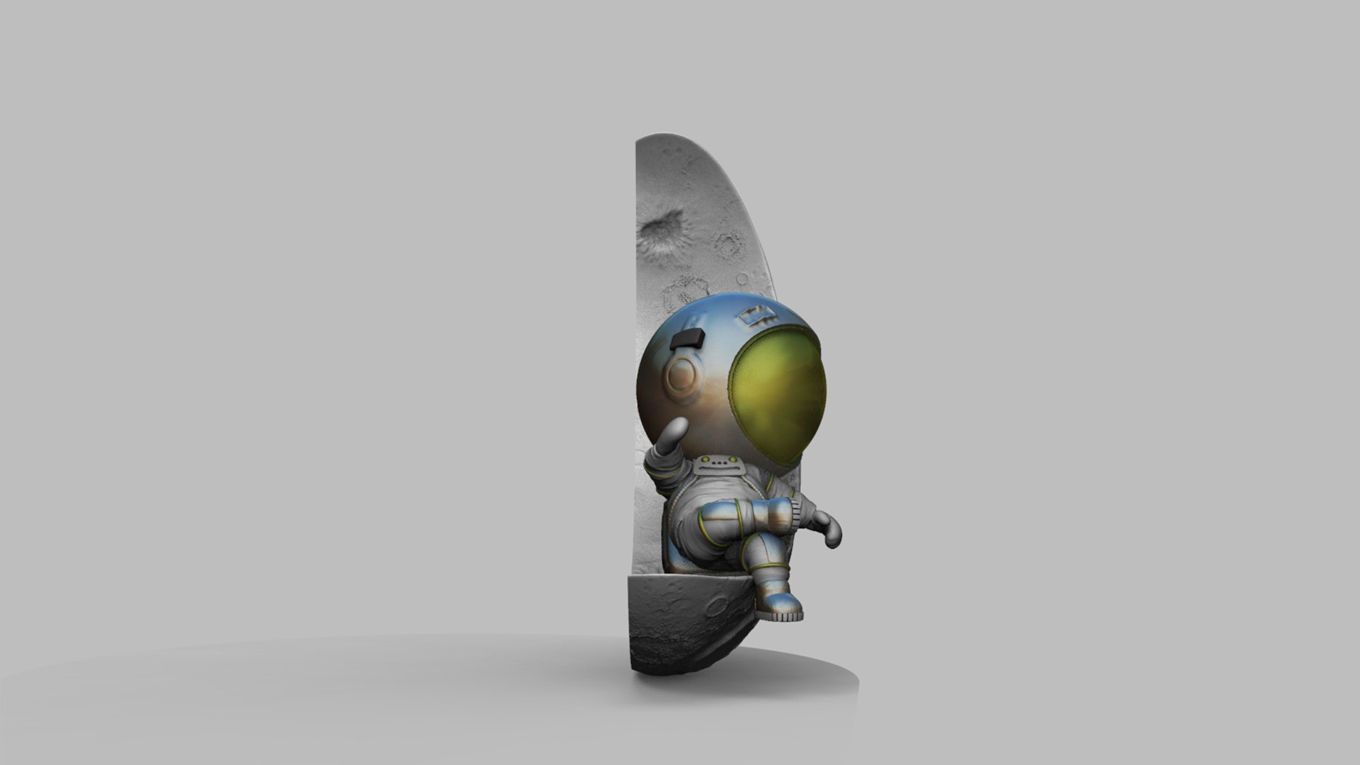 3D Chibi Spaceman Half Moon - TurboSquid 1626060