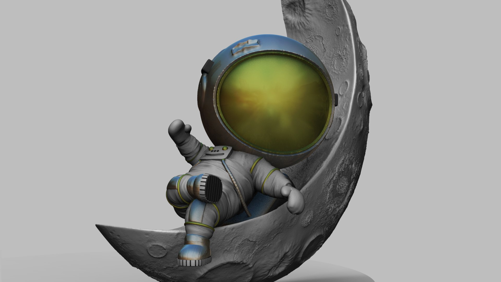 3D Chibi Spaceman Half Moon - TurboSquid 1626060