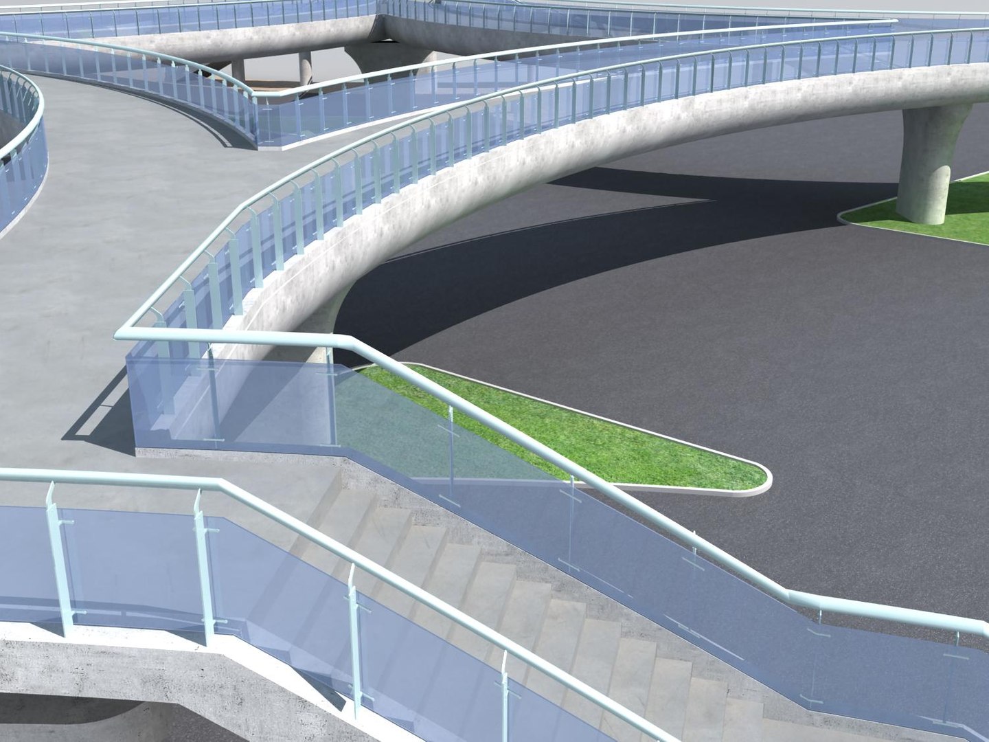 pedestrian bridge foot 3d max