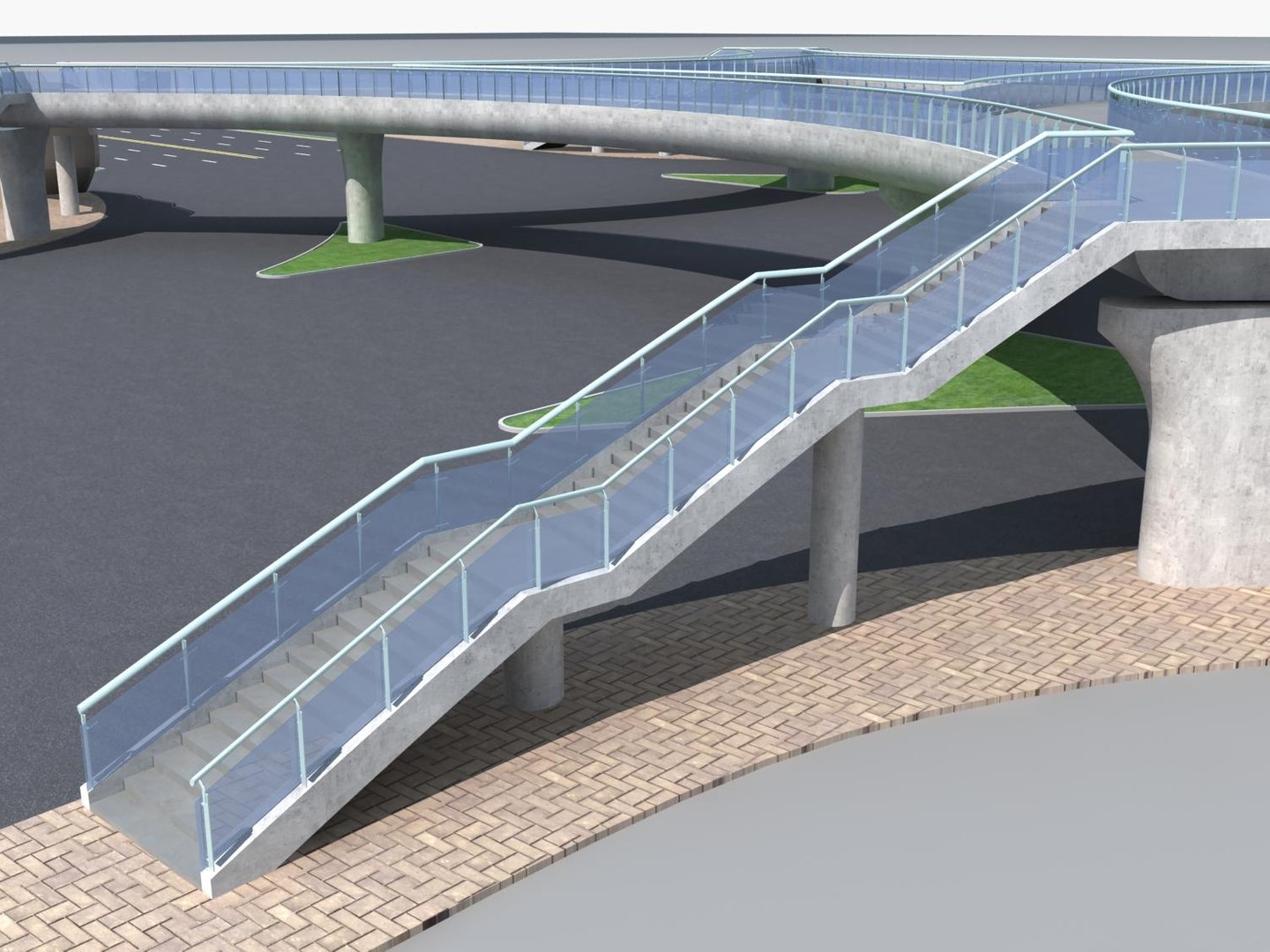 pedestrian bridge foot 3d max