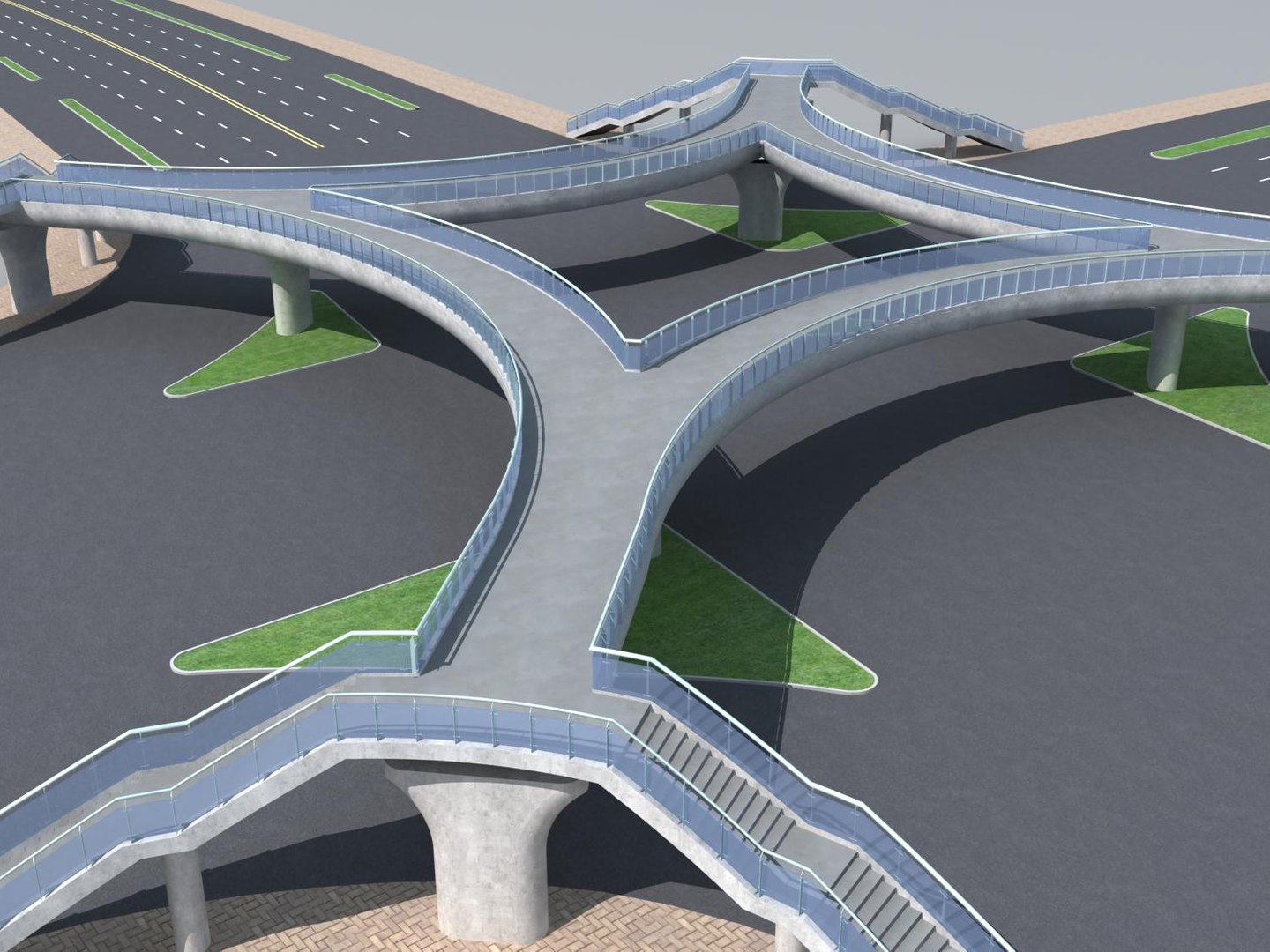 pedestrian bridge foot 3d max