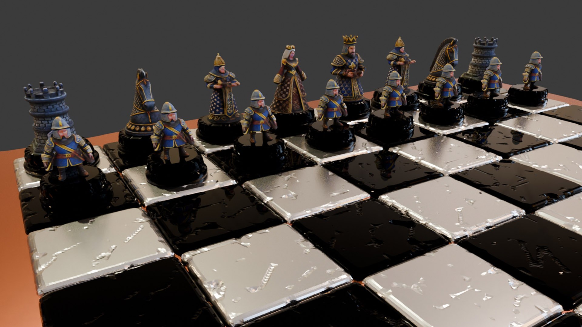 3D AJEDREZ MEDIEVAL COMPLETO - TurboSquid 2254091
