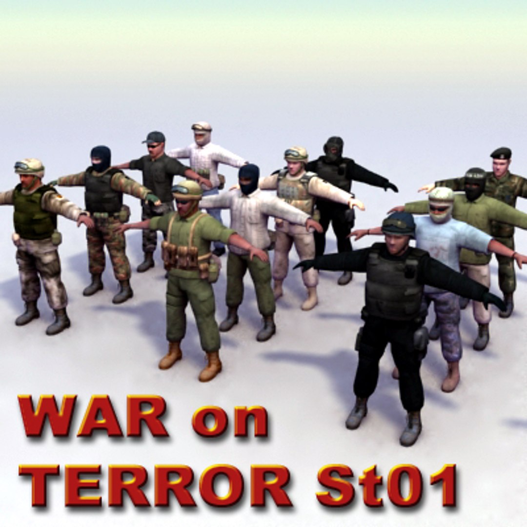 3d model of 12 military soldier combat