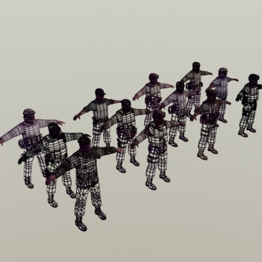 3d model of 12 military soldier combat