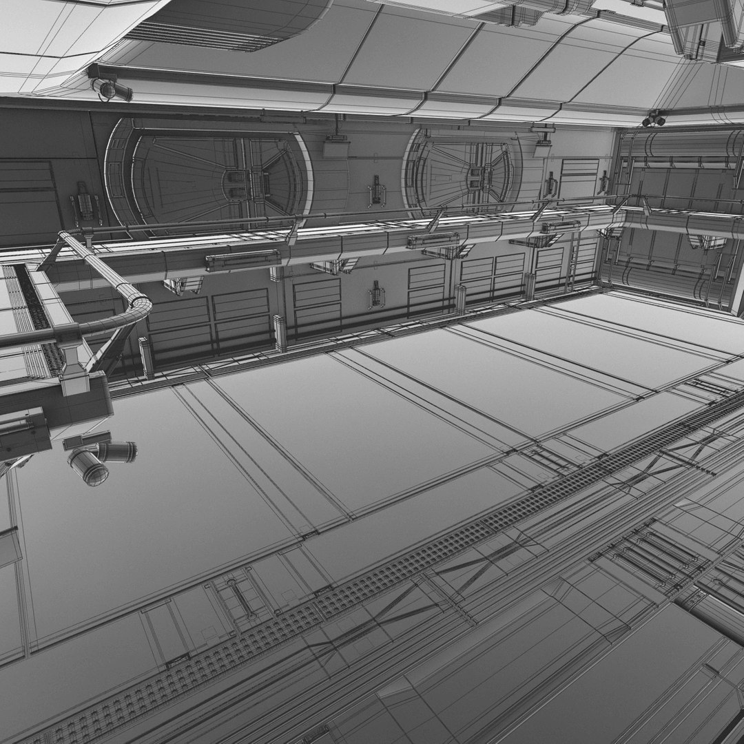 3d Sci Fi Hangar Interior Scene Model
