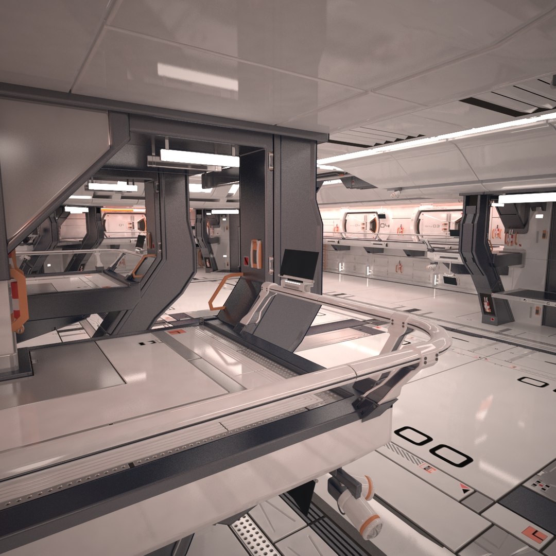 3d Sci Fi Hangar Interior Scene Model