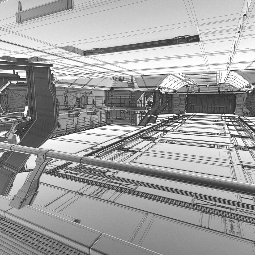 3d Sci Fi Hangar Interior Scene Model