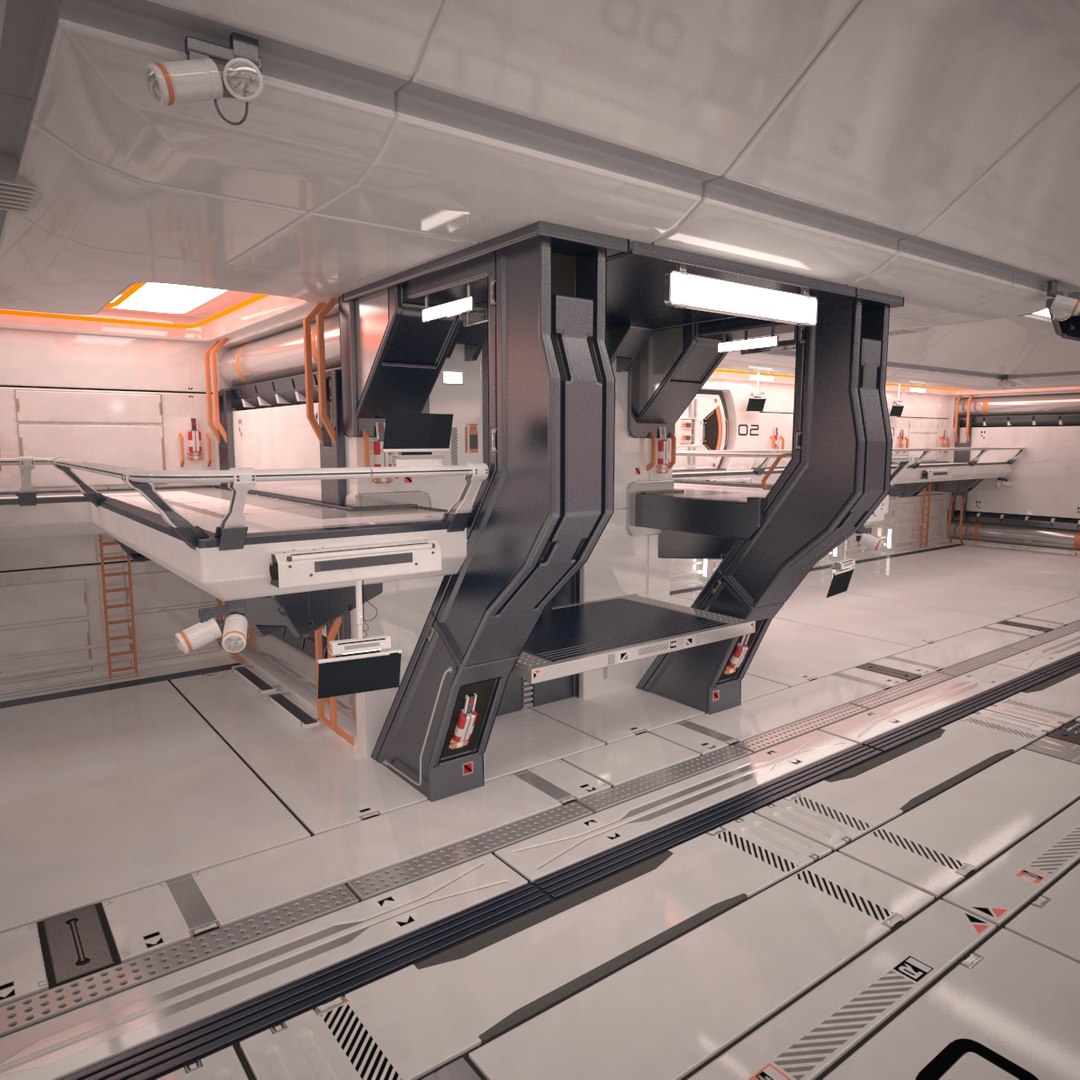 3d Sci Fi Hangar Interior Scene Model
