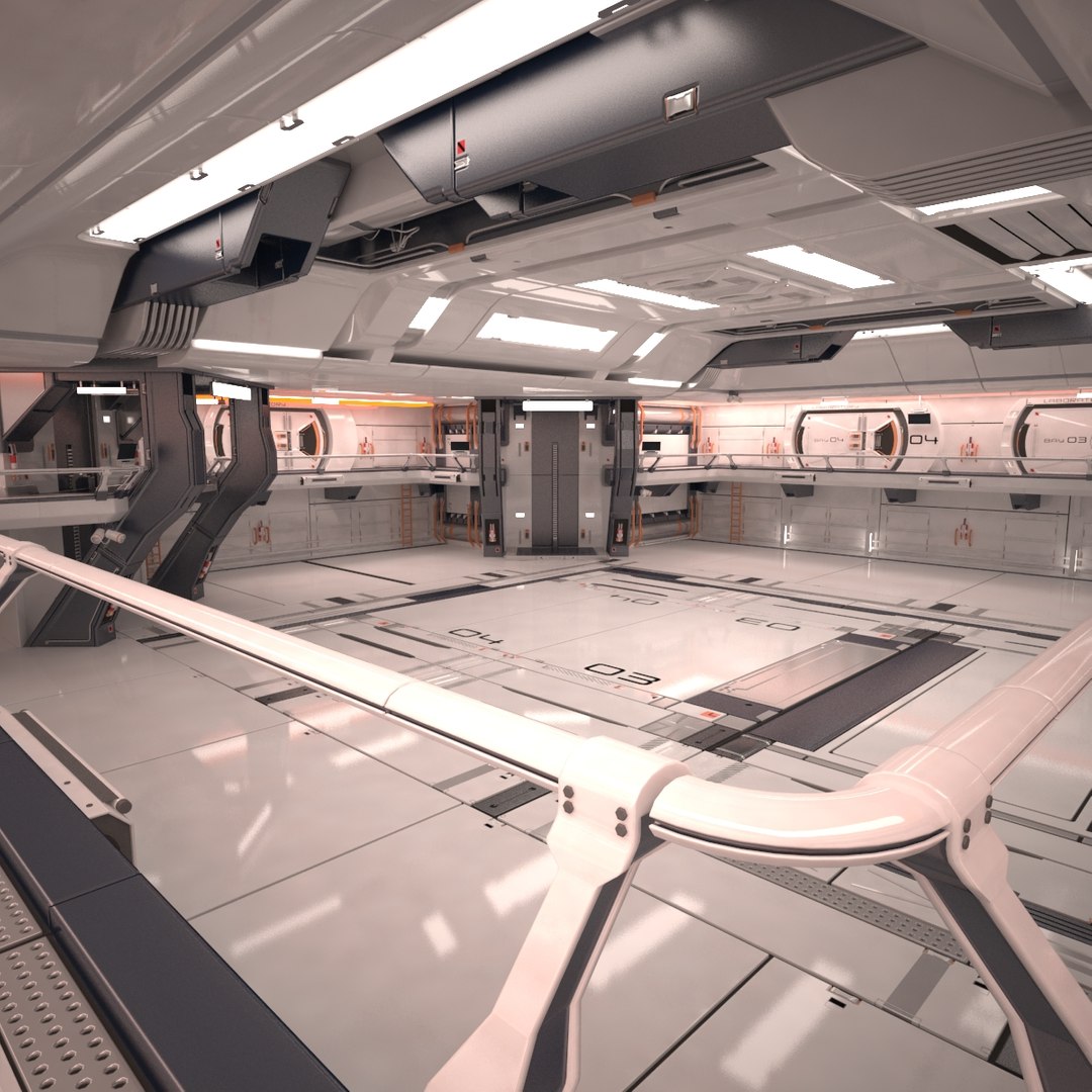 3d Sci Fi Hangar Interior Scene Model