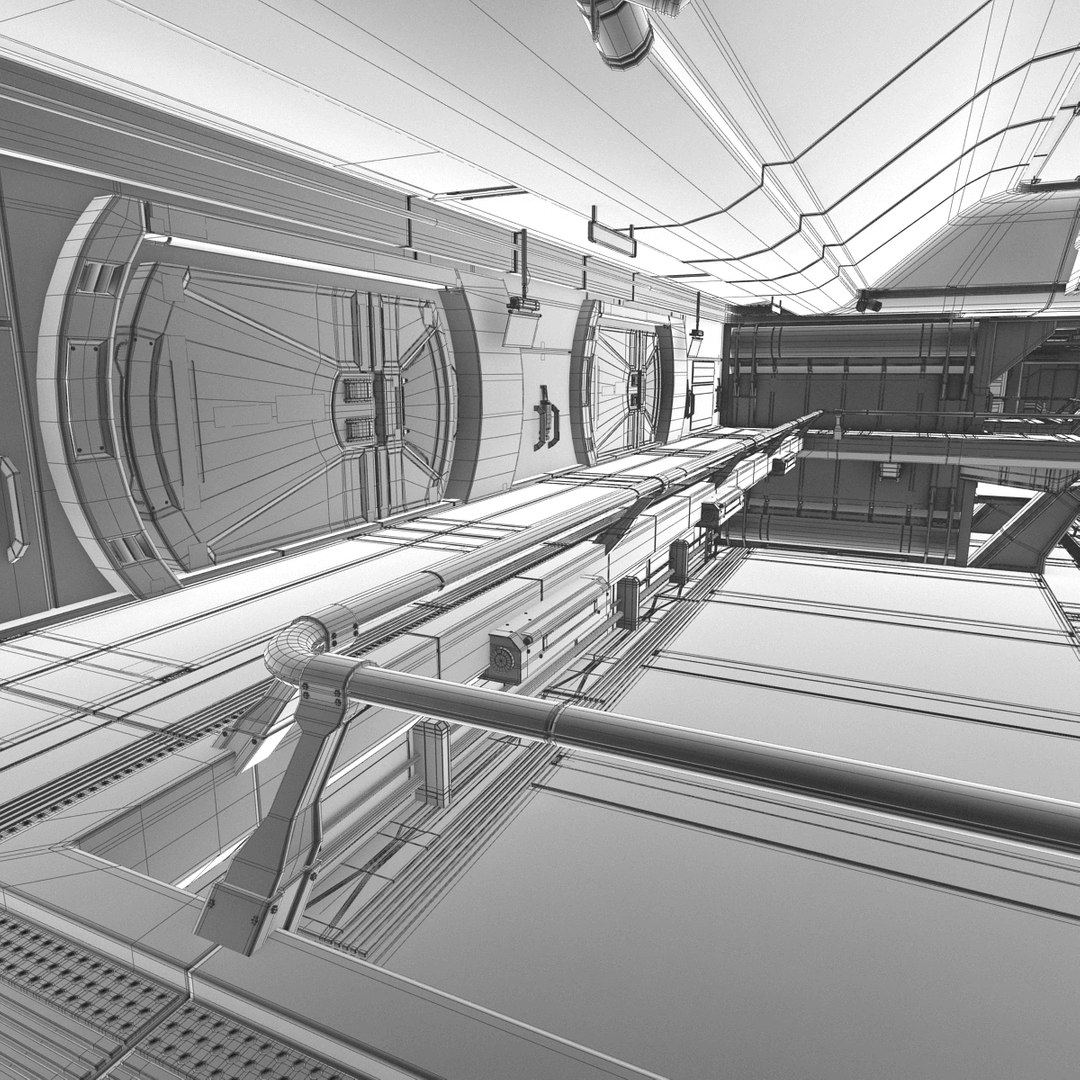 3d Sci Fi Hangar Interior Scene Model