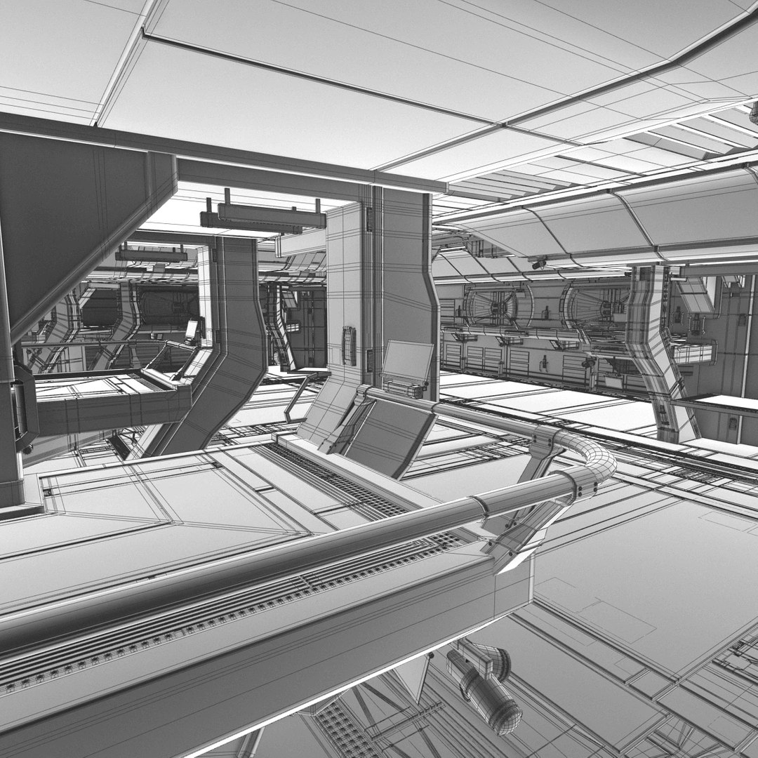 3d Sci Fi Hangar Interior Scene Model