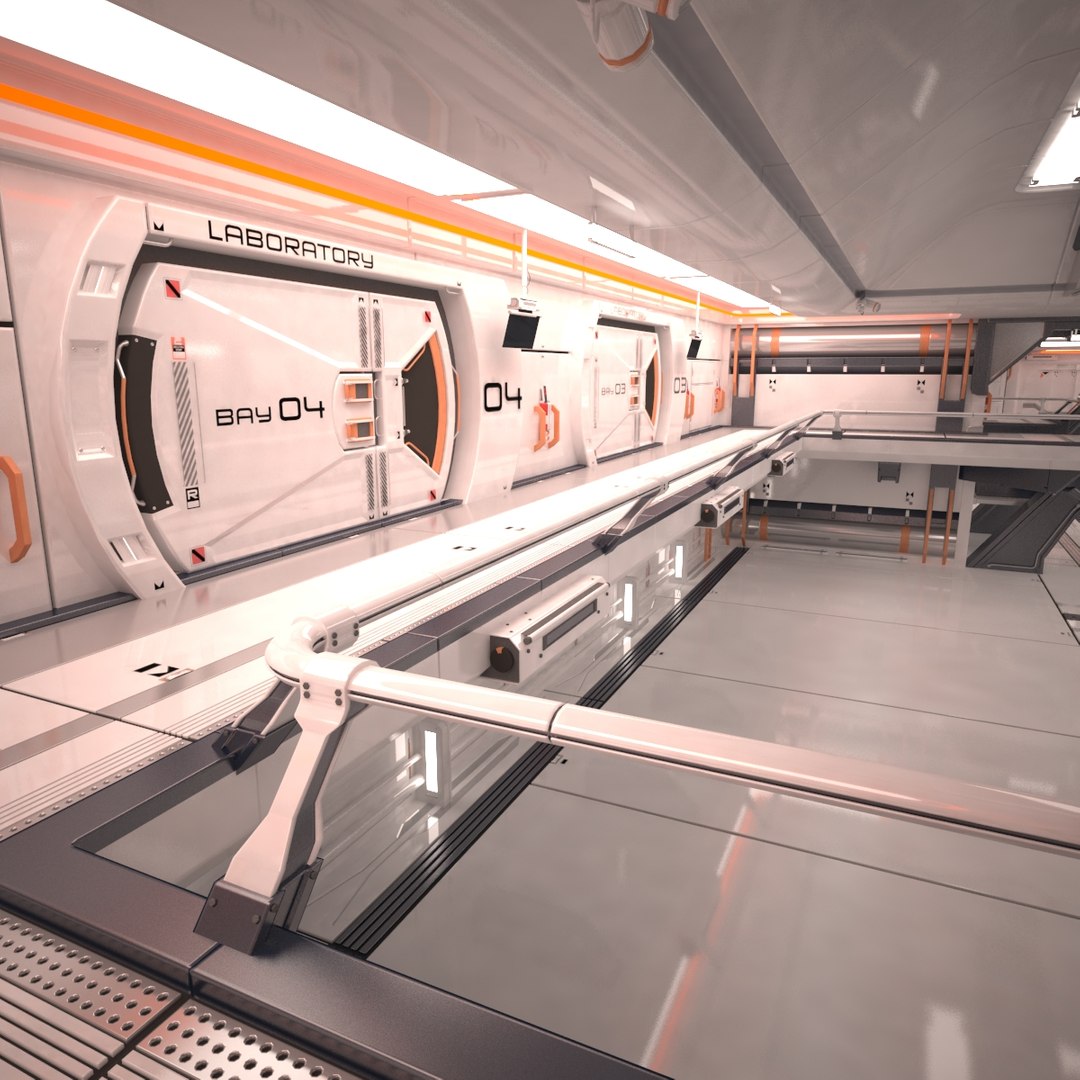 3d Sci Fi Hangar Interior Scene Model