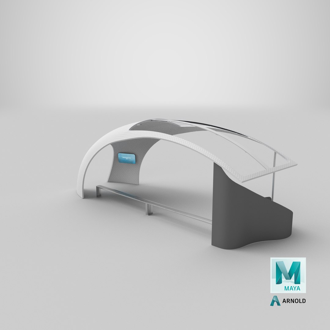 3D Futuristic Bus Stop Model - TurboSquid 2071161