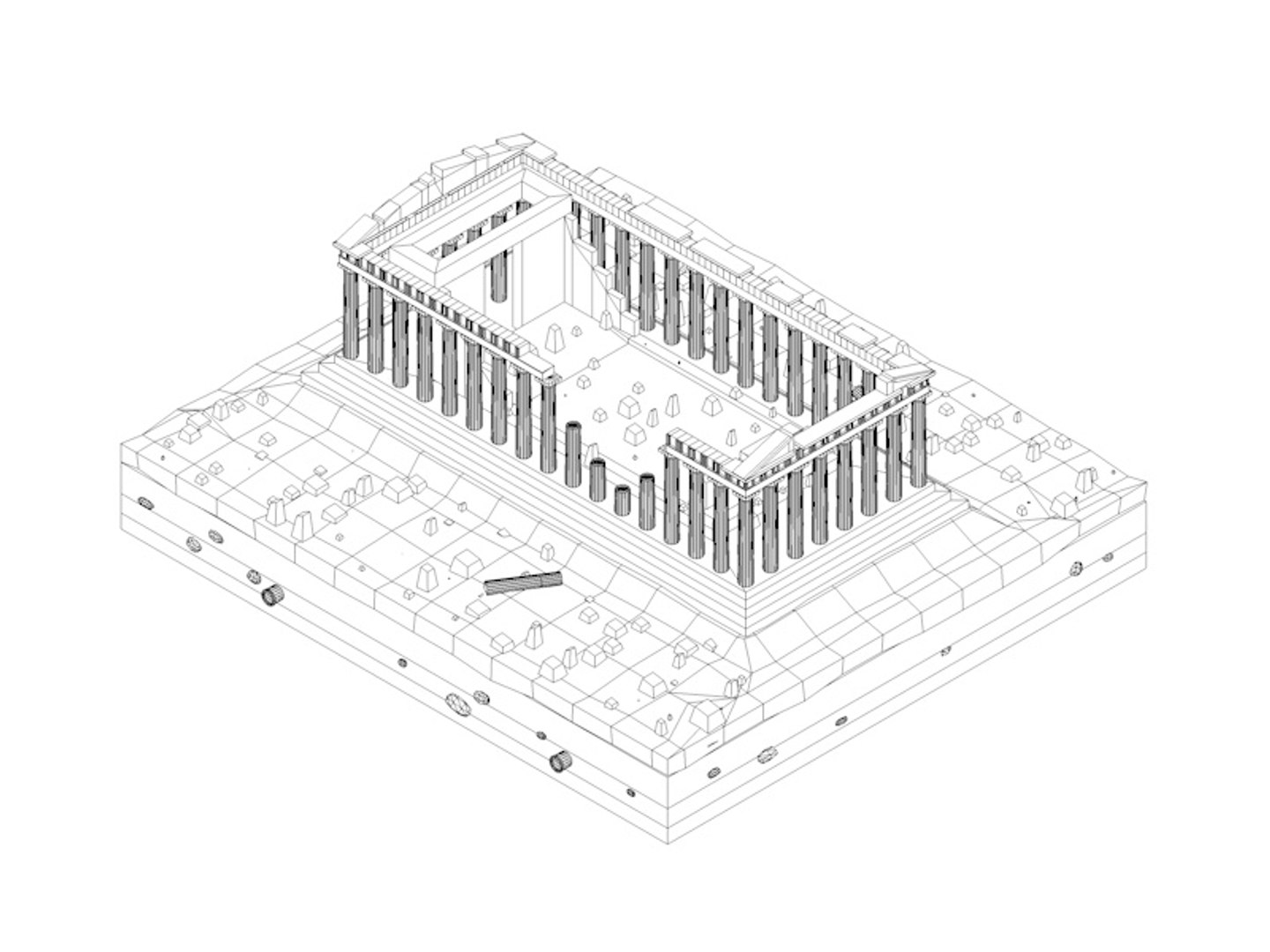3D Cartoon Greece Parthenon Landmark Model - TurboSquid 1375155
