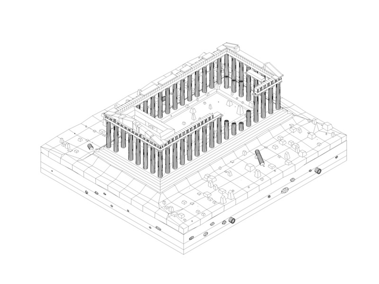 3D Cartoon Greece Parthenon Landmark Model - TurboSquid 1375155