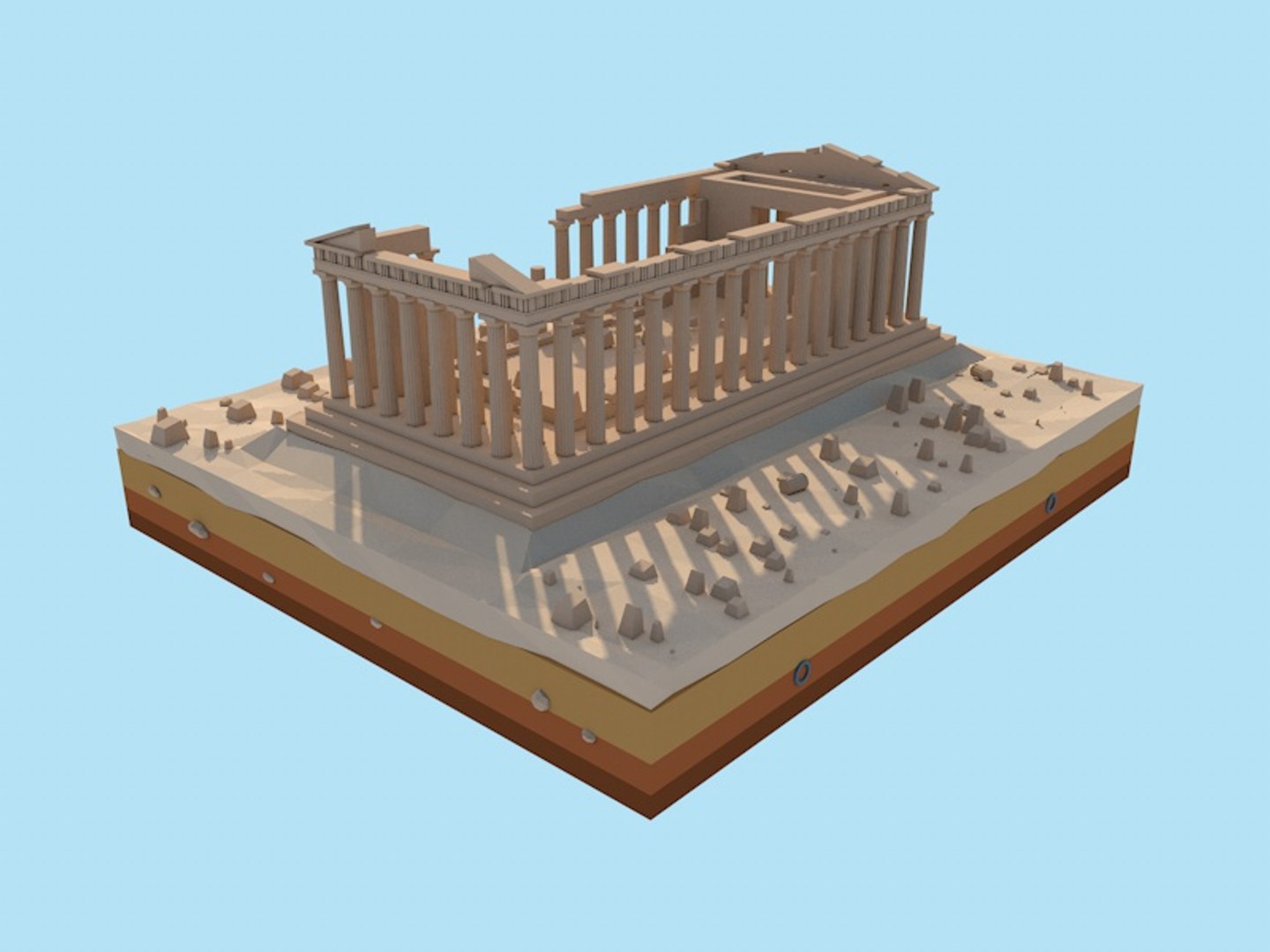 3D Cartoon Greece Parthenon Landmark Model - TurboSquid 1375155