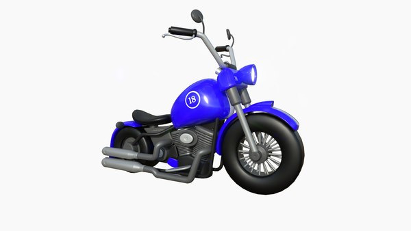3D Motorcycle Cartoon A02 Blue - Custom Vehicle Design - TurboSquid 1909315