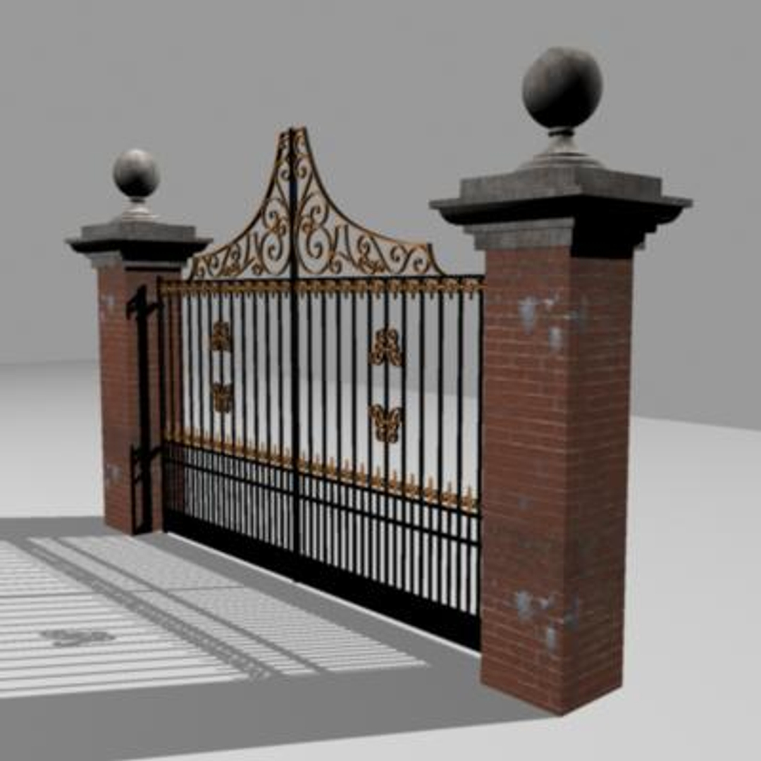wrought iron gate 3d obj