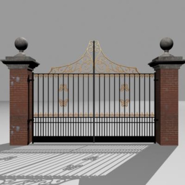 wrought iron gate 3d obj