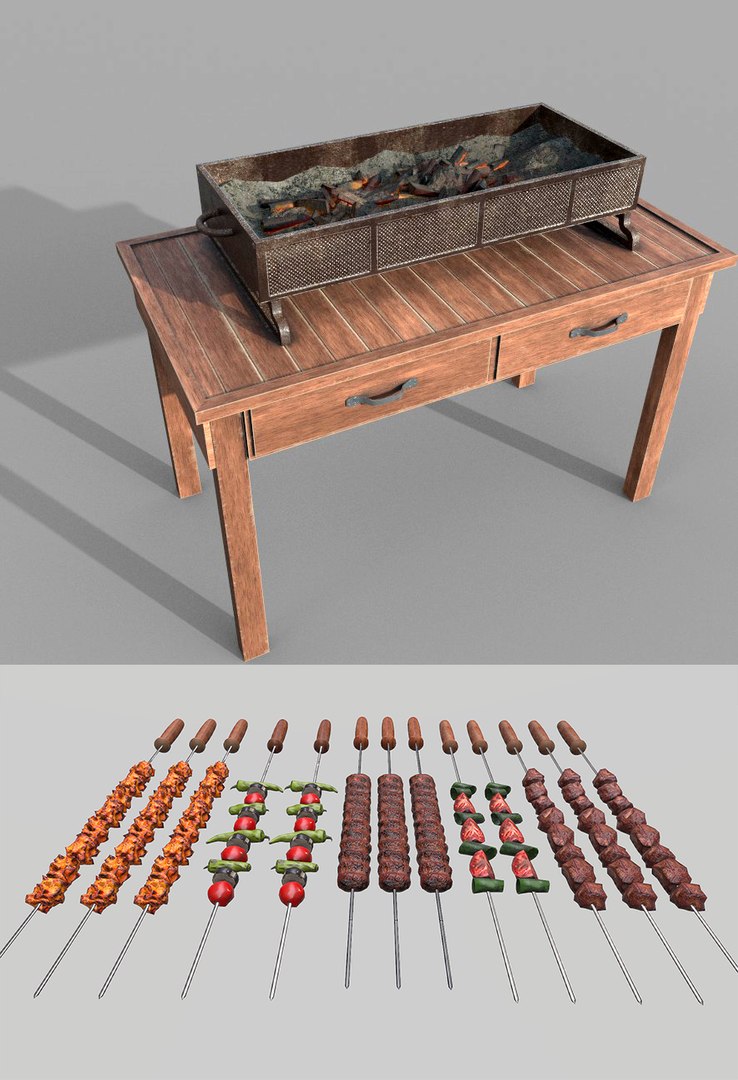 3D Barbeque Meat And Vegetables Models - TurboSquid 1942655