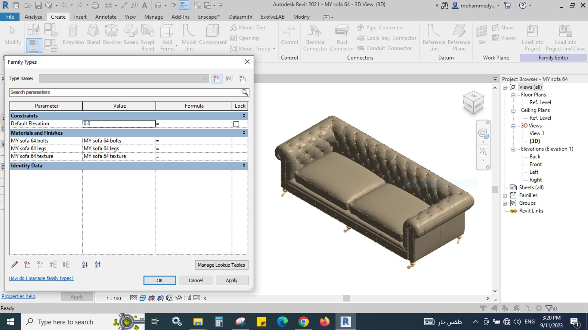 Revit Sofa 64 Rfa 3D Model - TurboSquid 2370913