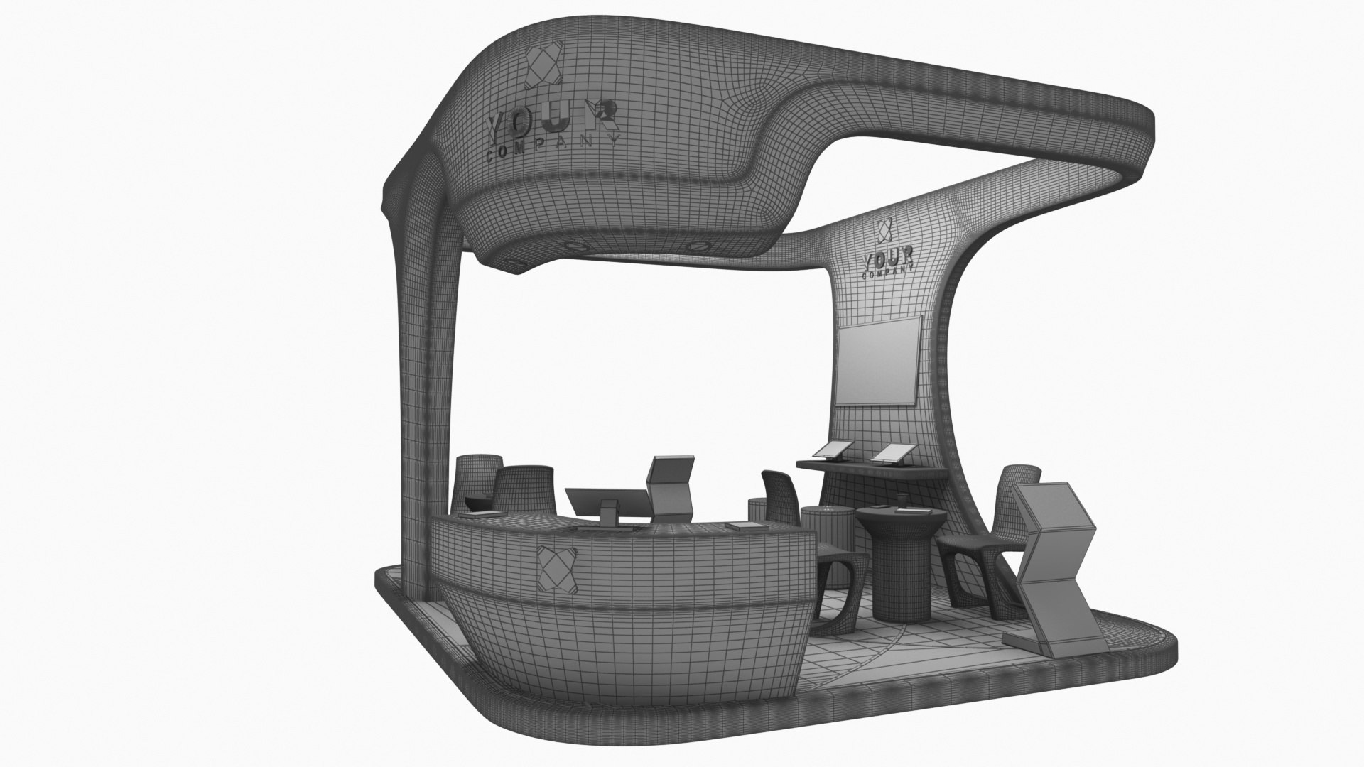 Futuristic Exhibition Stand Collection 3 3D Model - TurboSquid 1894944