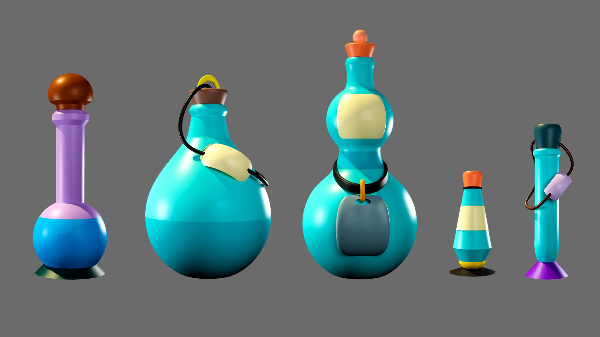 3D Model Cartoon Flasks - TurboSquid 2078827