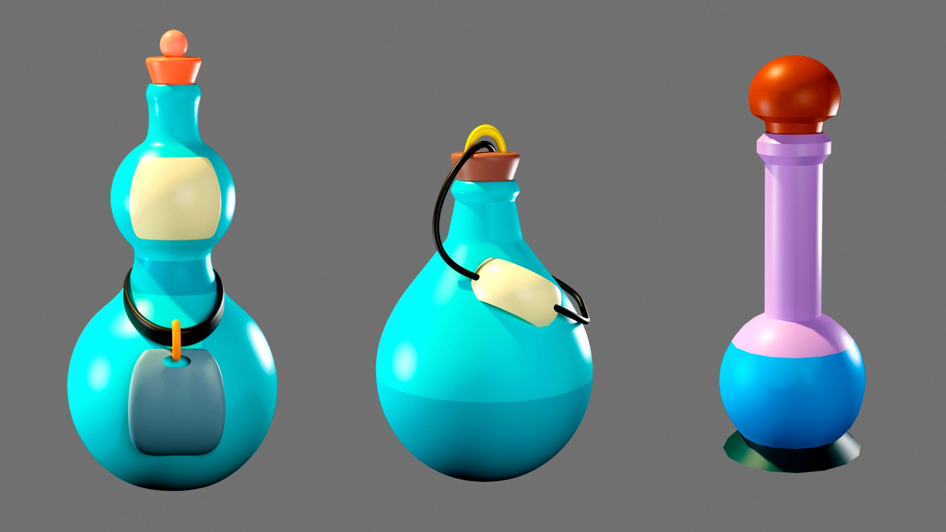 3D Model Cartoon Flasks - TurboSquid 2078827